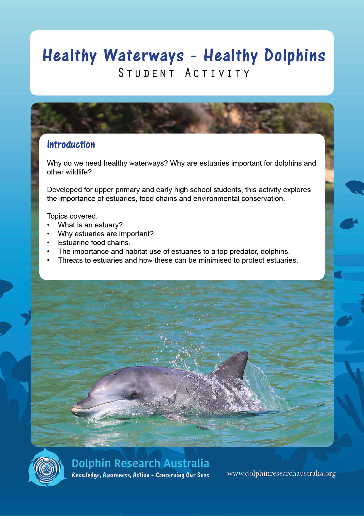 Healthy Waterways Healthy Dolphins School Activity - Dolphin Research Australia.Org